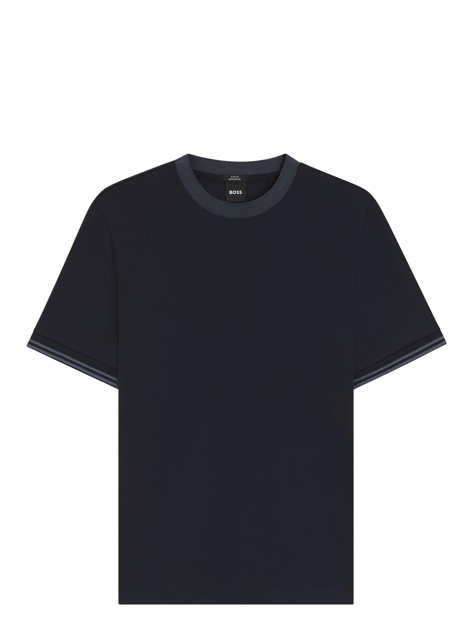 BOSS contrast-tipping slim-fit t-shirt in mercerised cotton